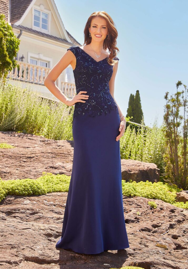 72504*- Stretch Crepe Sheath Evening Gown - Runway Bridal